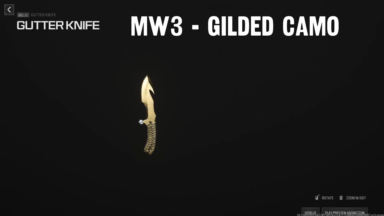 MW3 - gilded gutter knife - YouTube