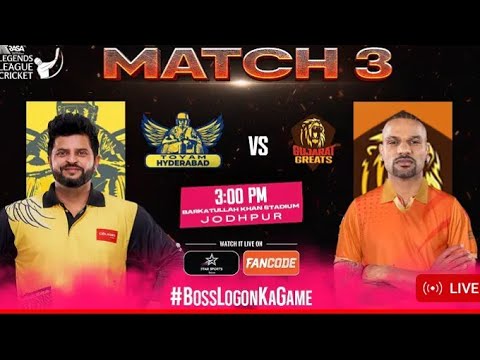 LIVE MATCH 3 : Toyam Hyderabad VS Gujarat Greats || Legends League ...