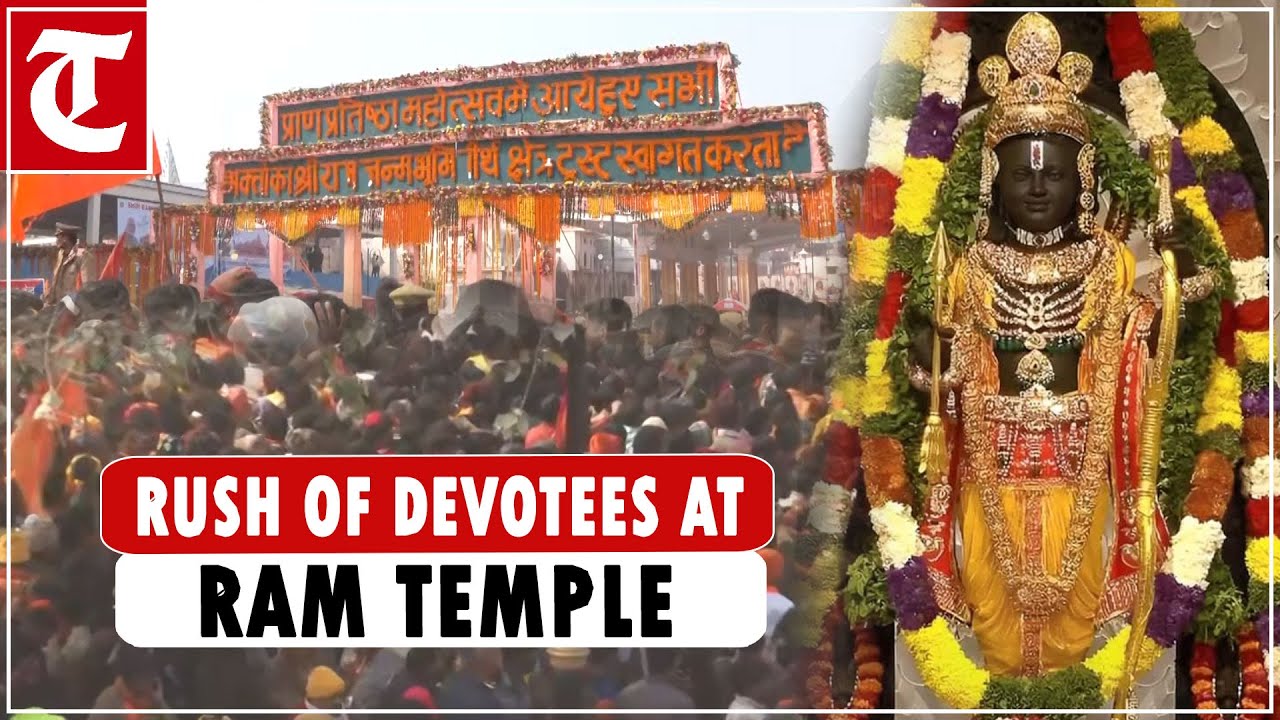 Huge crowd turns up to take ‘darshan’ at Ram Temple in Ayodhya - YouTube