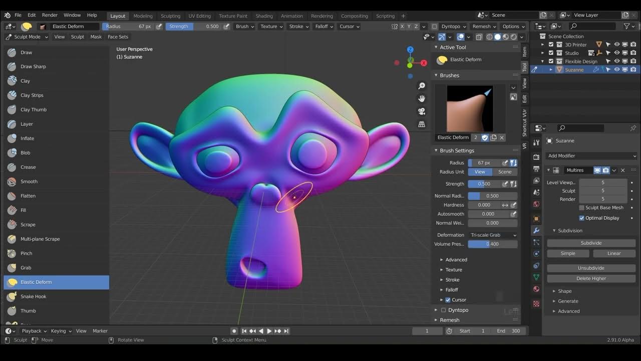 Elastic Deform Sculpt Brush (EXPLAINED) | FREE Blender for 3D Printing Course - YouTube