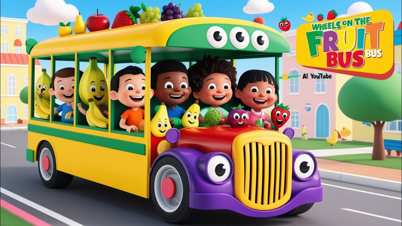 "🚍🎵 Wheels on the Fruit Bus: The Ultimate Fun Nursery Rhyme for Kids! 🍉 ...
