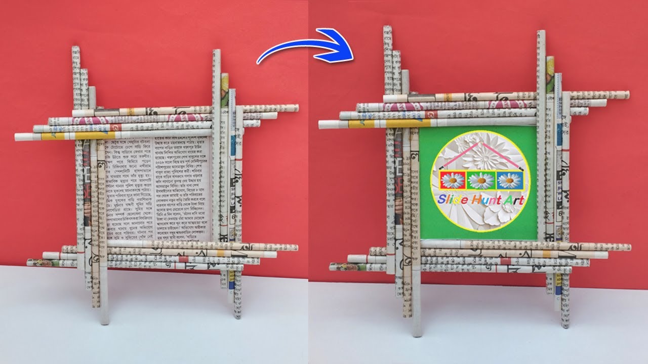 Easy photo frame making ideas | Newspaper photo frame | DIY photo frame ...