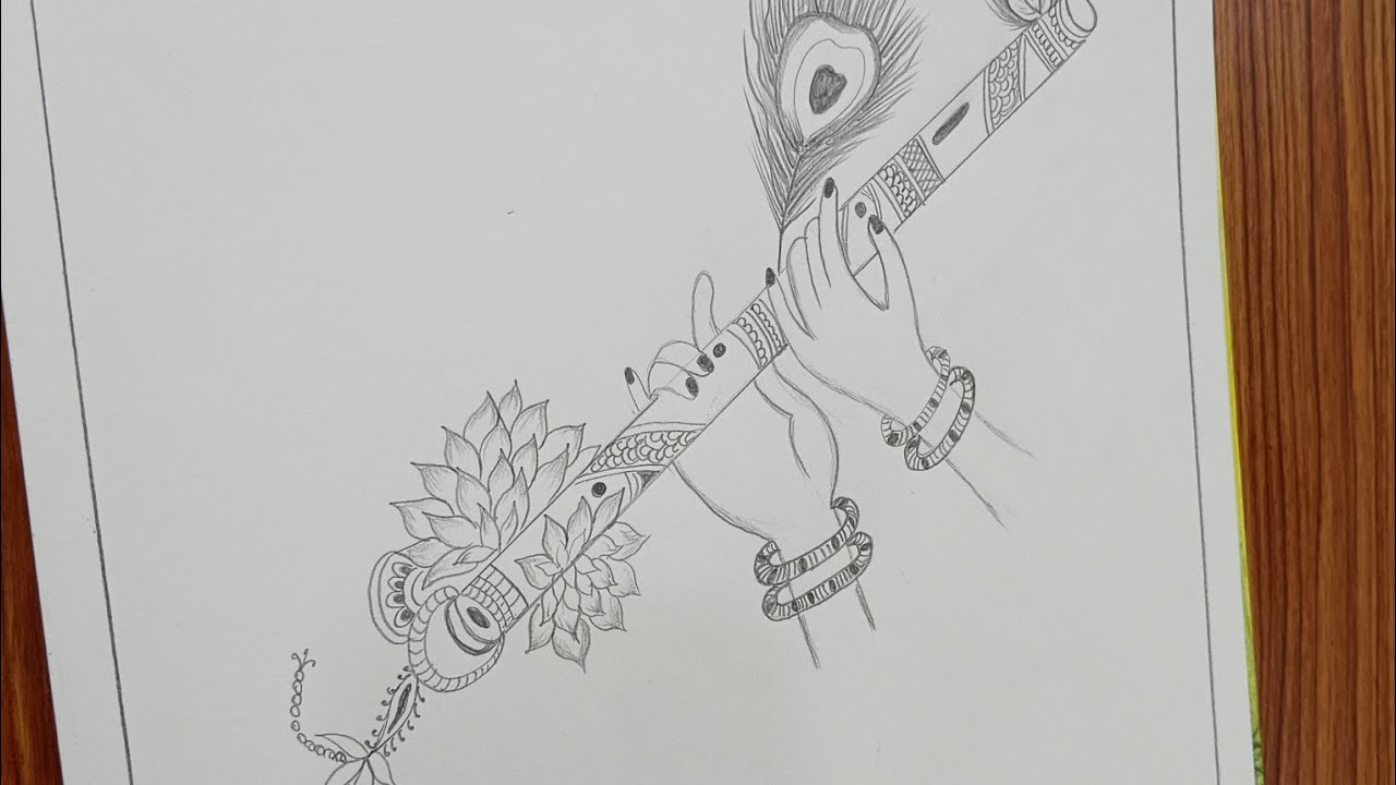 How to draw bansuri | murali drawing kaise banaye | easy drawing 🌼🌺🌹💞 ️ ...