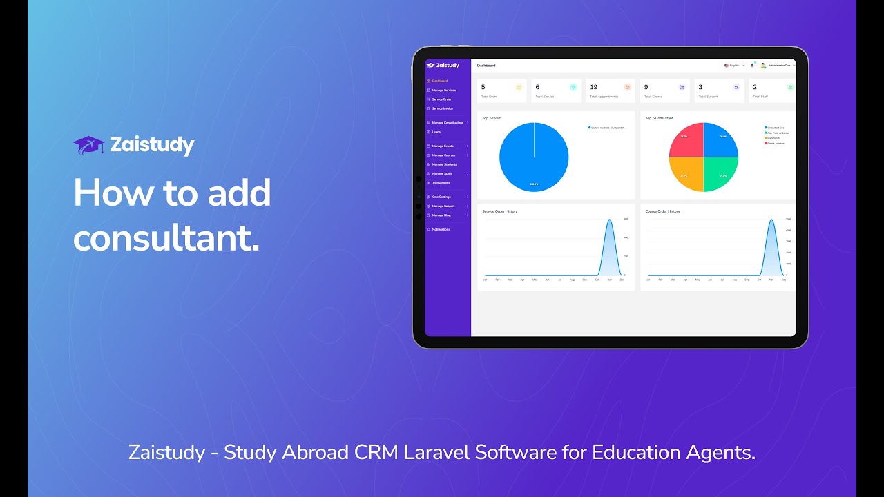 How to add consultant in Zaistudy | Study Abroad Software - YouTube