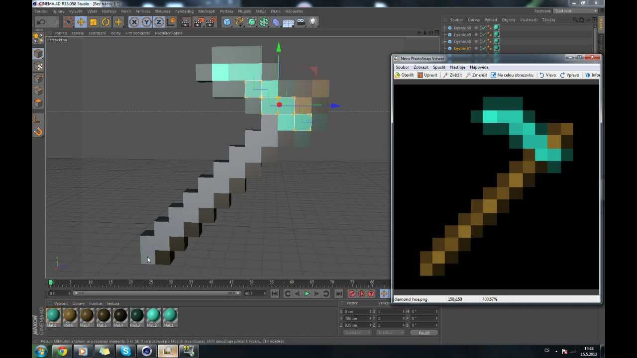 Minecraft - Diamond Hoe Modeling - SpeedArt - Cinema 4D - YouTube