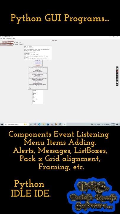 Python GUI Programs Adding more Comments,ListBox, Pack x Grid alignment, Framing, etc. #python # ...