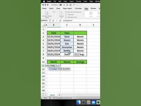 Filtering Budgets In Excel #excelshorts #exceltip #exceltutorial - YouTube