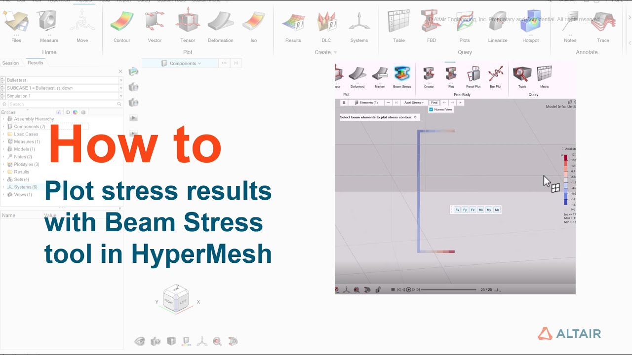 How to plot stress results with Beam Stress Tool in HyperMesh - YouTube