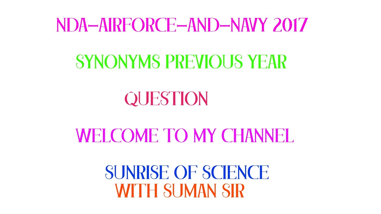 NDA-AIRFORCE-AND-NAVY synonyms previous year question - YouTube