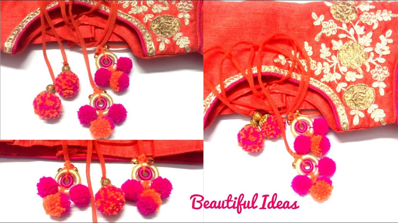 How to Make Woolen thread Latkan for Blouse at Home/ Lehenga Latkan ...