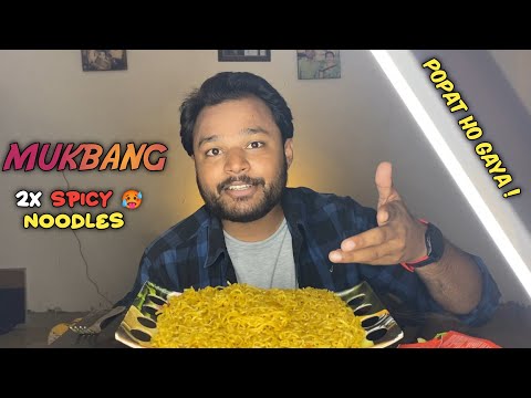 ASMR : Eating 2x spicy Top Ramen whole packet | Maggie eating Challenge & Big Bites | Bhukhad Beast