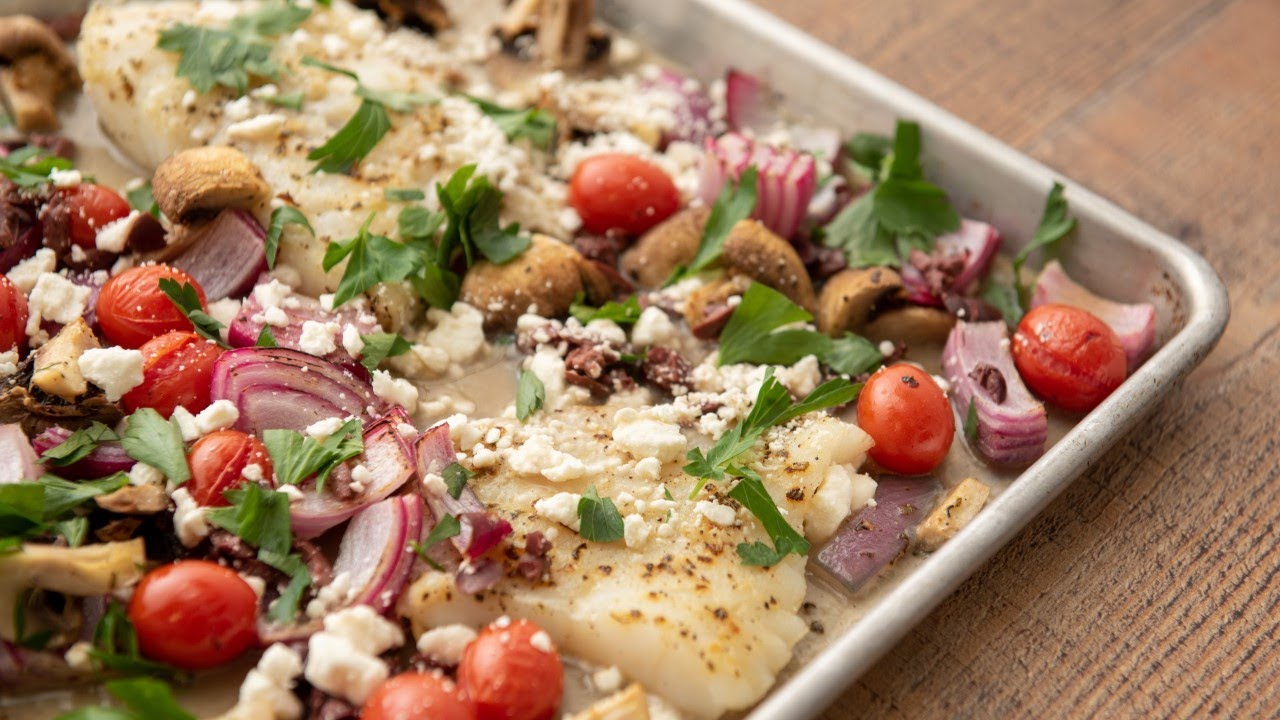 Mediterranean Cod Sheet-Pan Dinner Recipe - YouTube
