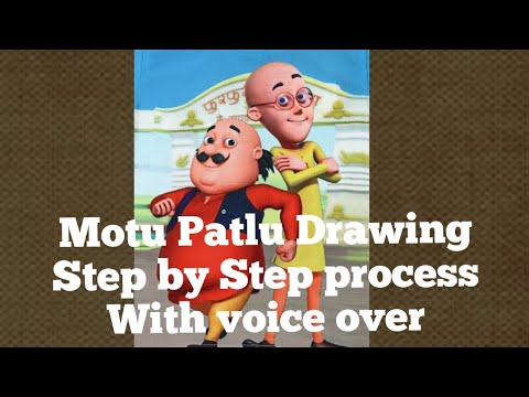 How to draw Motu patlu : MOTU PATLU drawing step by step with Voice ...