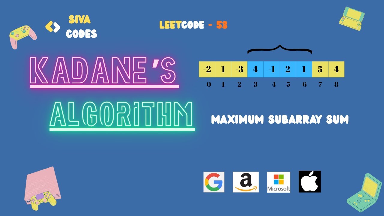 Kadane’s Algorithm Explained | Maximum Subarray Sum in C++ | Siva Codes - YouTube