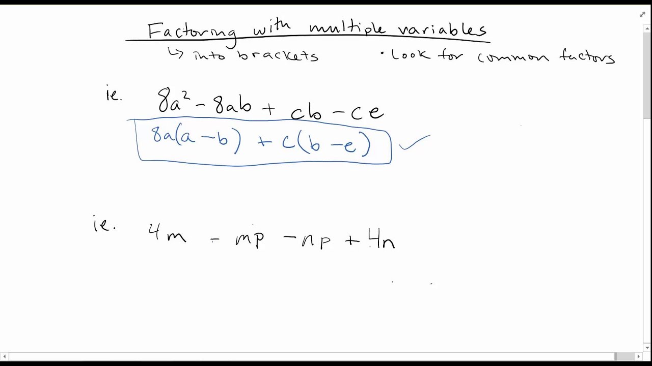 factoring multipl variables and in two steps - YouTube