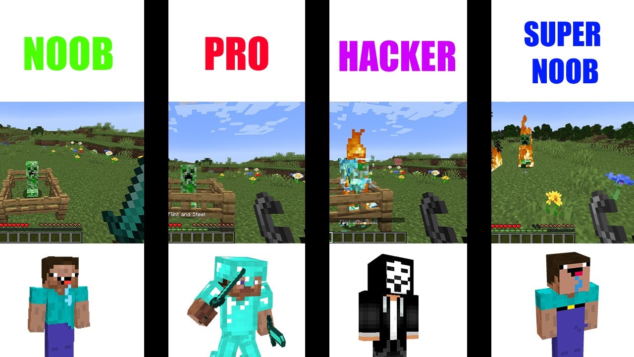 Minecraft NOOB vs PRO vs HACKER vs SUPER NOOB Killing A Creeper - YouTube