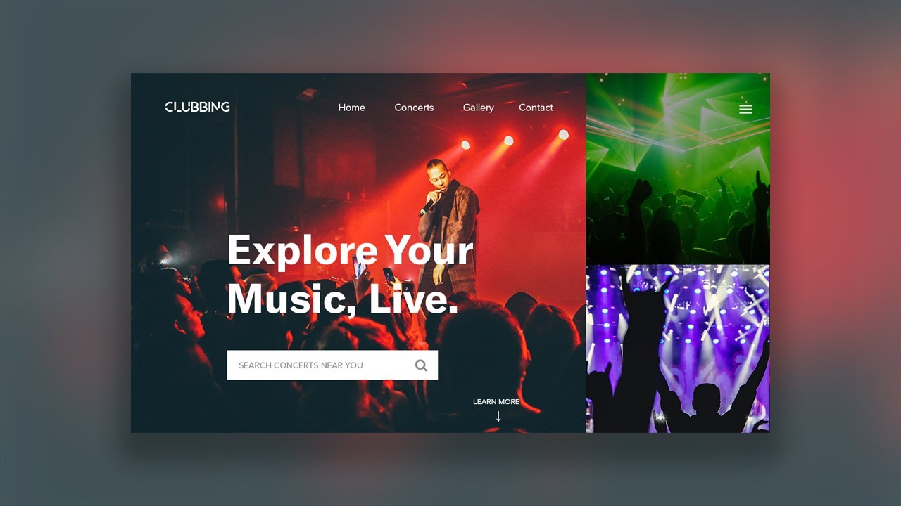 Web UI Design Tutorial - Awesome Live Concerts Landing Page UI Design ...