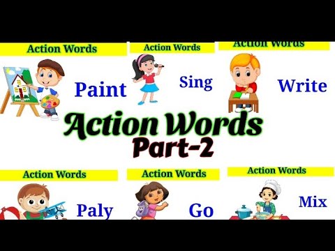 Action Verbs |Action Words with in pictures |Part-2 English kids videos ...