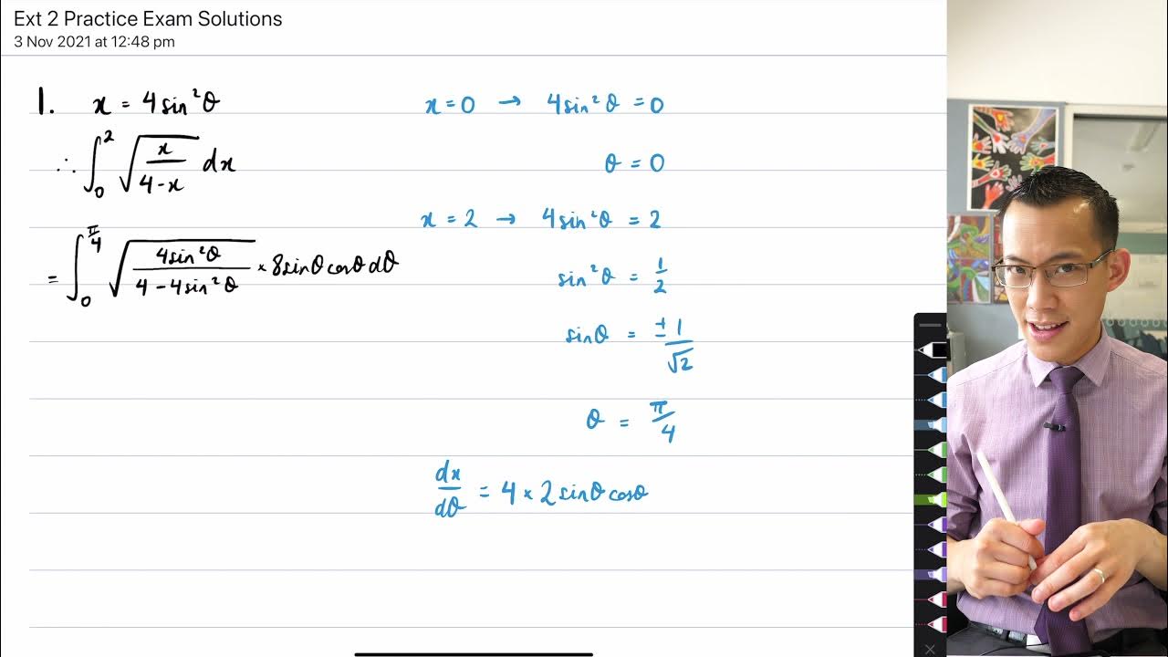 Integration: how to choose boundaries with trigonometric substitution - YouTube
