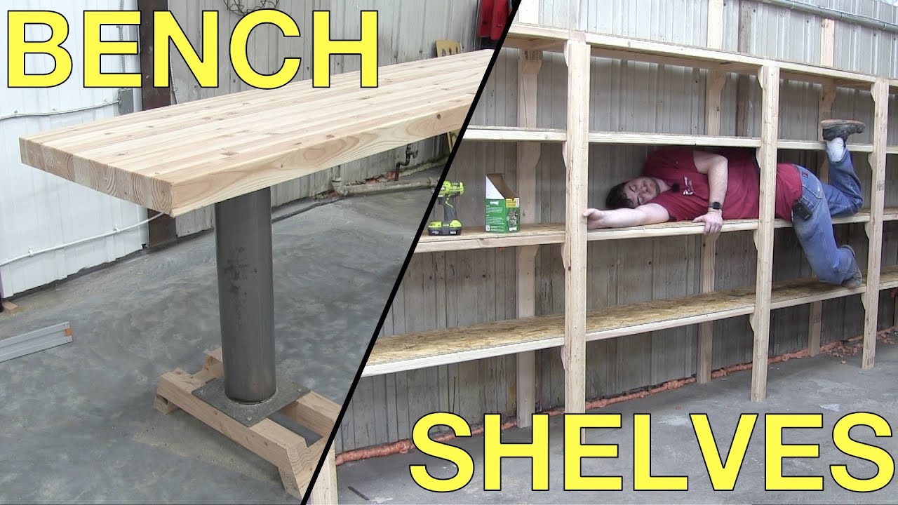 I Made Some Shelves and a Work Bench for My Shop - YouTube