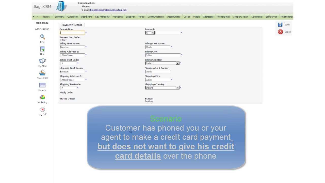 Sage CRM - Self Service Payment Mode Sage Pay Integration - Part 3 ...