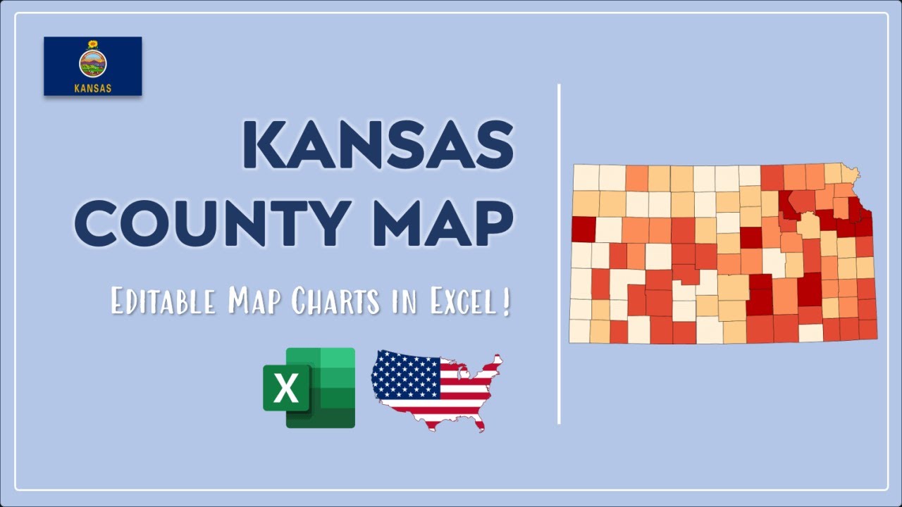 Kansas County Map in Excel - Counties List and Population Map - YouTube