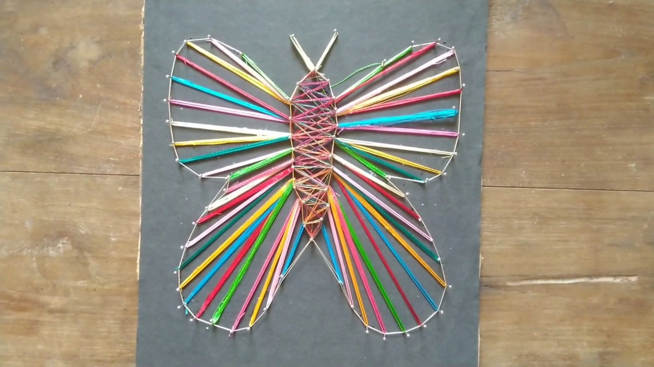Making Butterfly using threads craft - YouTube