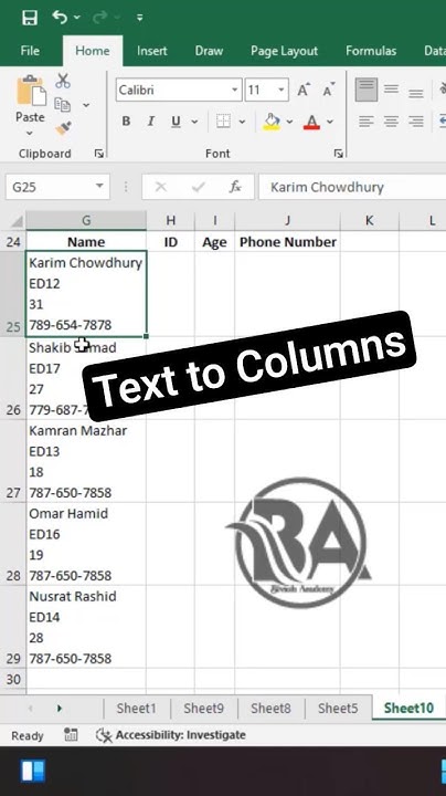 MS Excel - Text to Columns ll Bivash Academy - YouTube