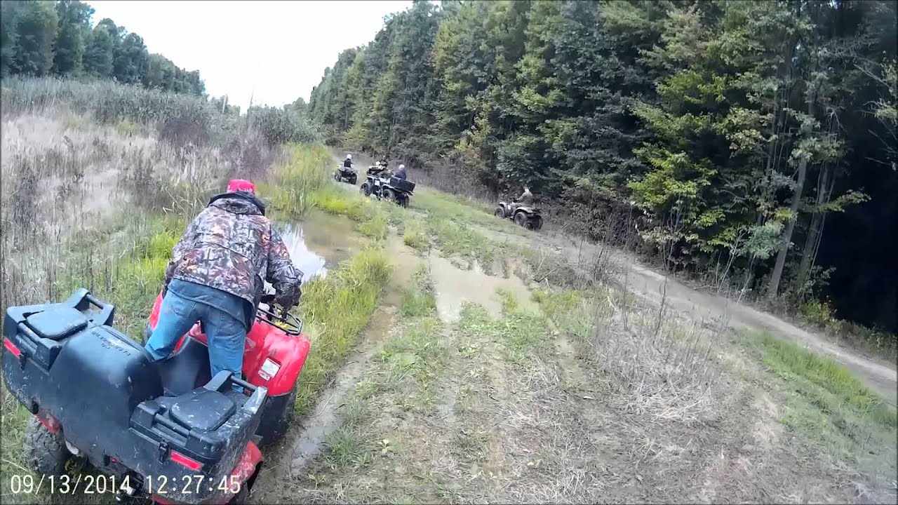 Running down the power line. Trails, mud and more 6 ATV's - YouTube