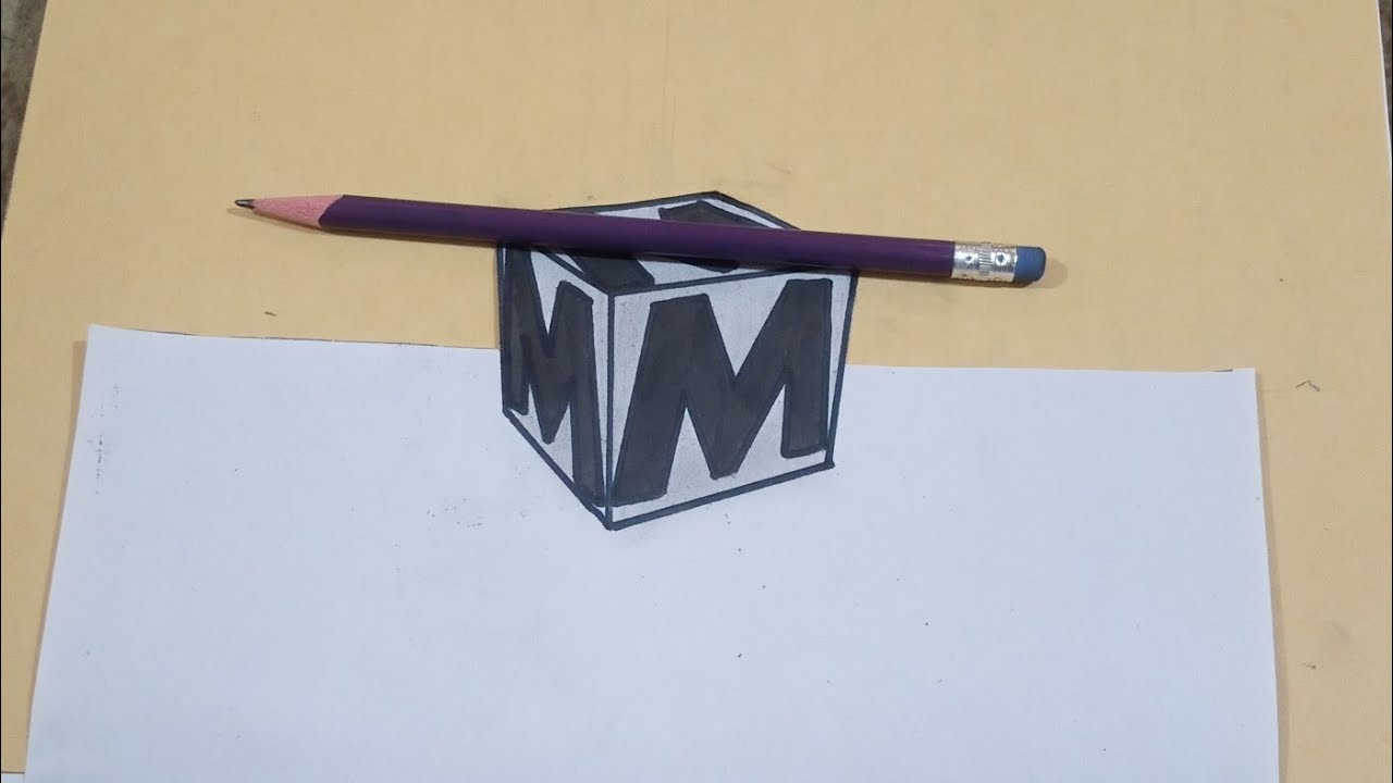 how to draw 3d letter m||3d drawing|| 3d drawing easy step by step ...