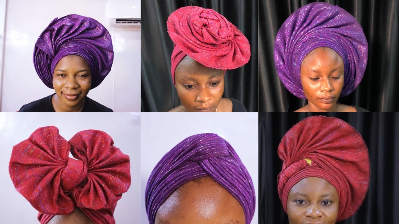 7 Smiple Gele Tying Tutorial Compilation | How to tie gele for ...
