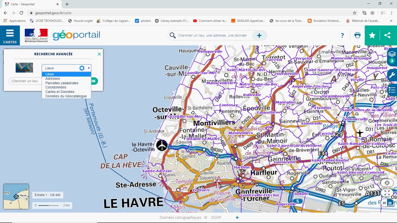 Trouver un lieu à partir des coordonnées sur géo-portail. - YouTube