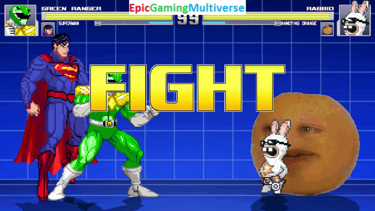 Green Ranger And Superman VS The Rabbid And Annoying Orange In A MUGEN ...