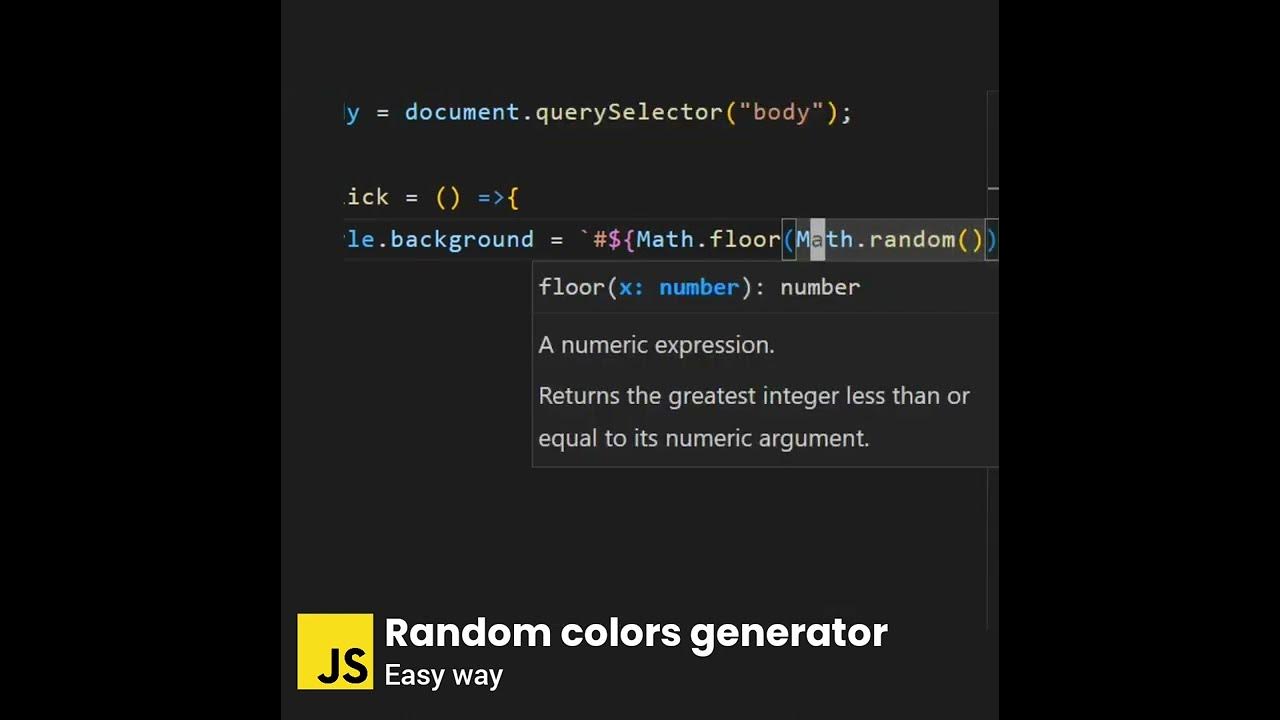 Easy Way To Generate Random Colors In Javascript Shorts Youtube