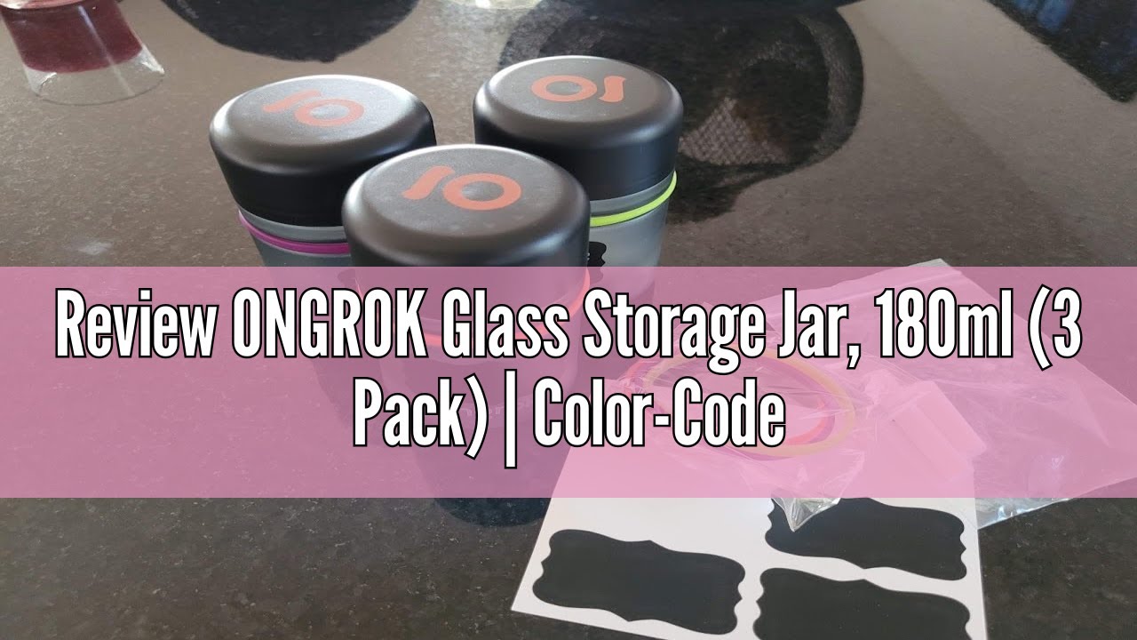 Review ONGROK Glass Storage Jar, 180ml (3 Pack) | Color-Coded Airtight ...