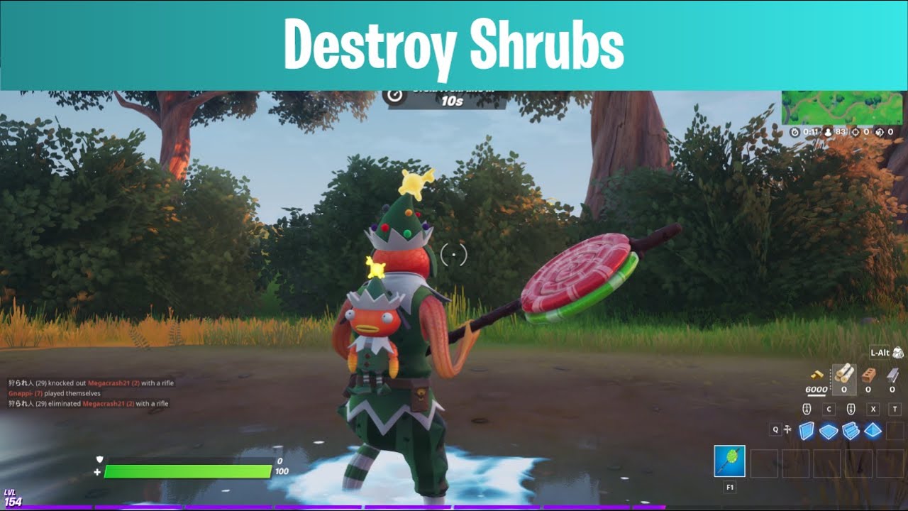 Fortnite วิธีทำ Rare Quest : Destroy Shrubs (10, 50, 100, 250, 500 ...