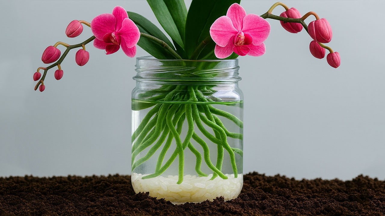 🌸Just rice! The weakest orchid grows 1001 roots and blooms super ...