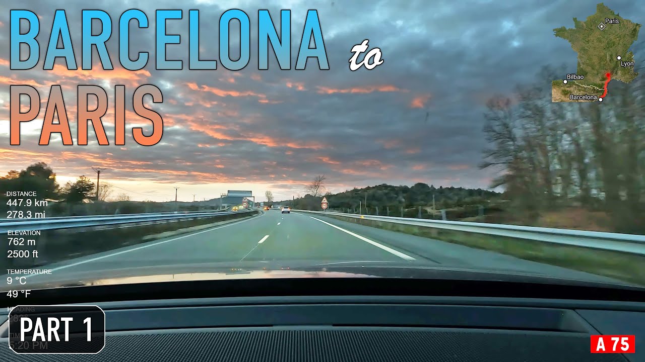 Barcelona to Paris Real-Time Road Trip in 4K - Part 1 - YouTube