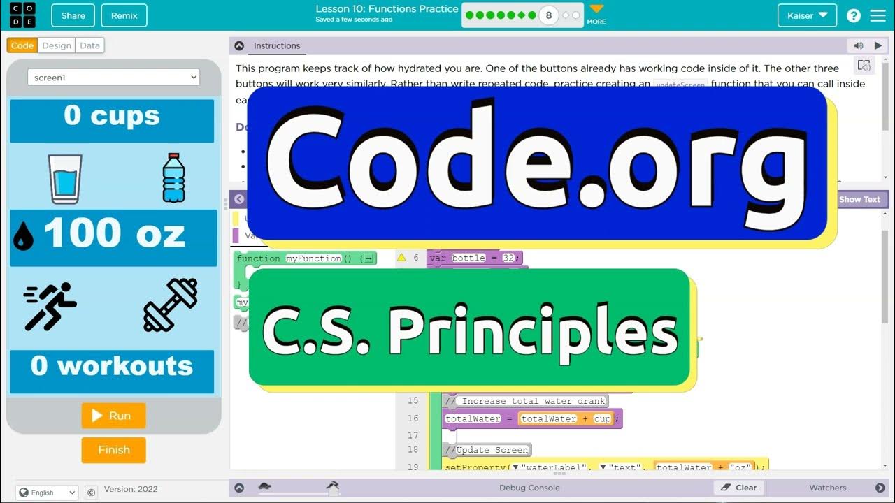 Code.org Lesson 10.8 C Functions Practice | Tutorial with Answers | Unit 4 CS Principles - YouTube
