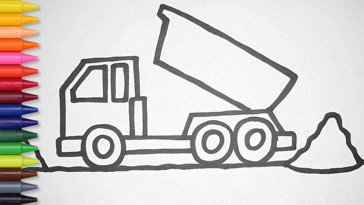 How to Draw Sand Truck and Coloring Page with Crayons | Drawing and ...