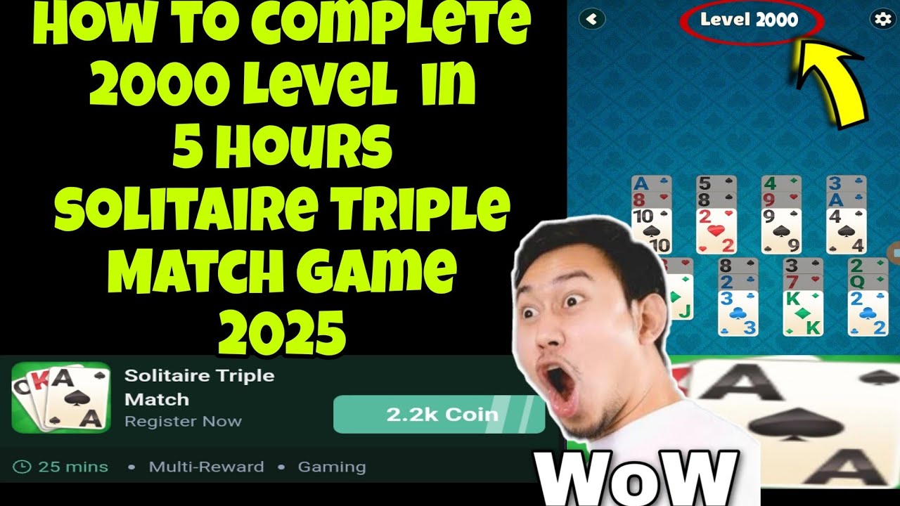 How to complete 2000 Level solitaire Triple Match game 2025 - YouTube