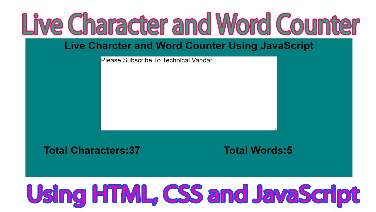 🔴live Character And Word Counter Using Html Css And Javascript 9485