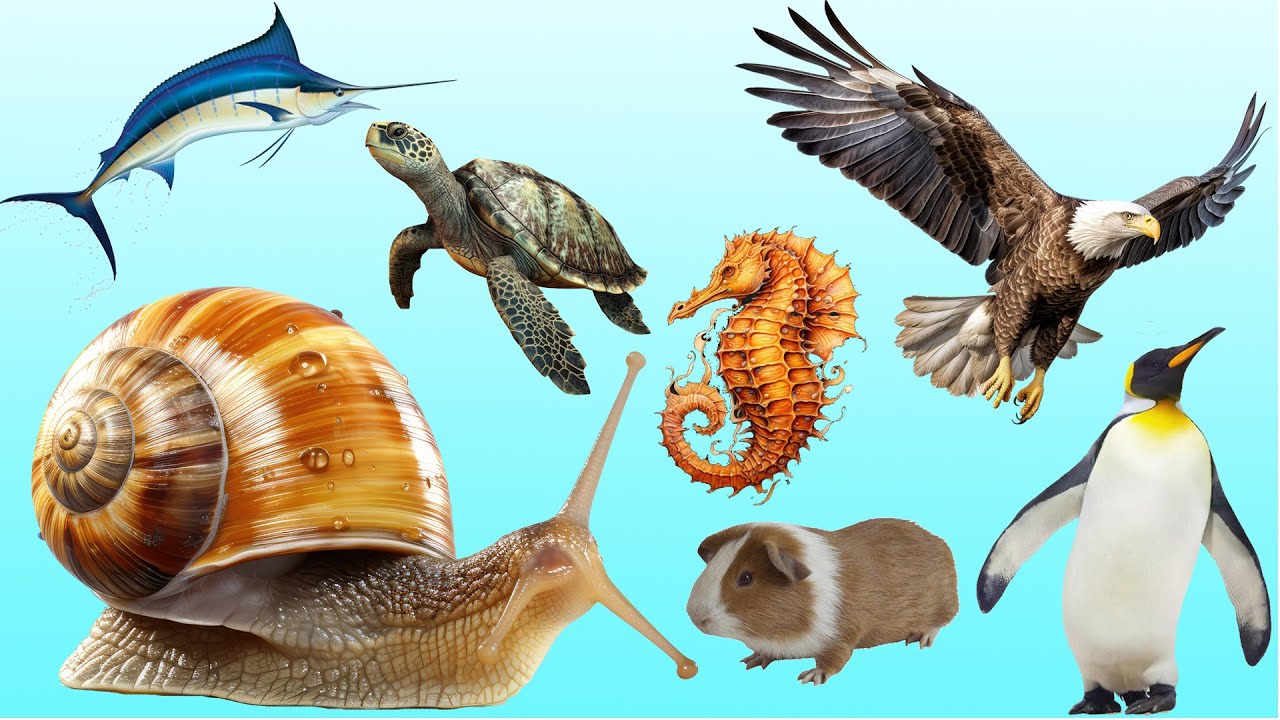 Kids Slideshow Learn Animal | Sailfish Sea Turtle Snail Eagle Seahorse ...