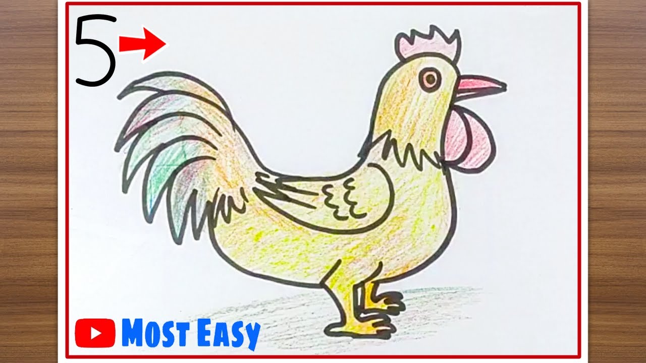 How to turn number 5 into HEN Picture / Very Easy Hen Drawing / Number ...