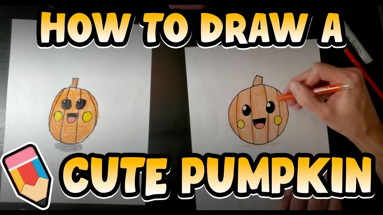 How to Draw a Cute Pumpkin With a Face (Pre-K and up) - YouTube