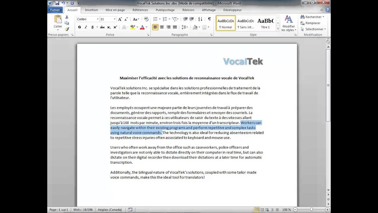 VocalTek - Reconnaissance vocale traduction/Speech recognition ...