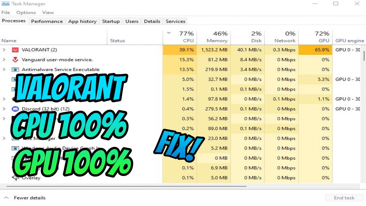 แก้Valorant กิน CPU 100% usage - YouTube