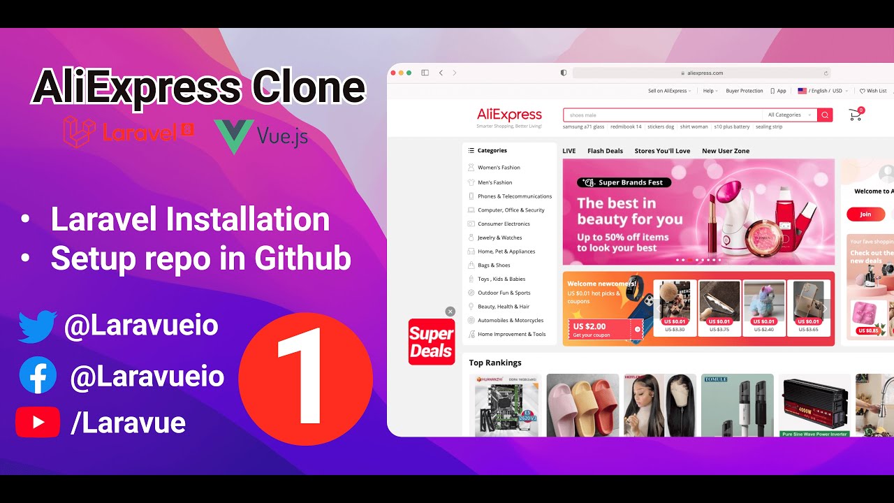 Aliexpress Clone Crash Course E1 Laravel Installation And Setup Repo In Github Youtube
