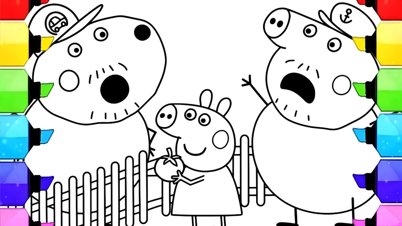 Peppa Pig is giving tomato to Danny Dog Drawing Easy, Peppa Pig Drawing ...