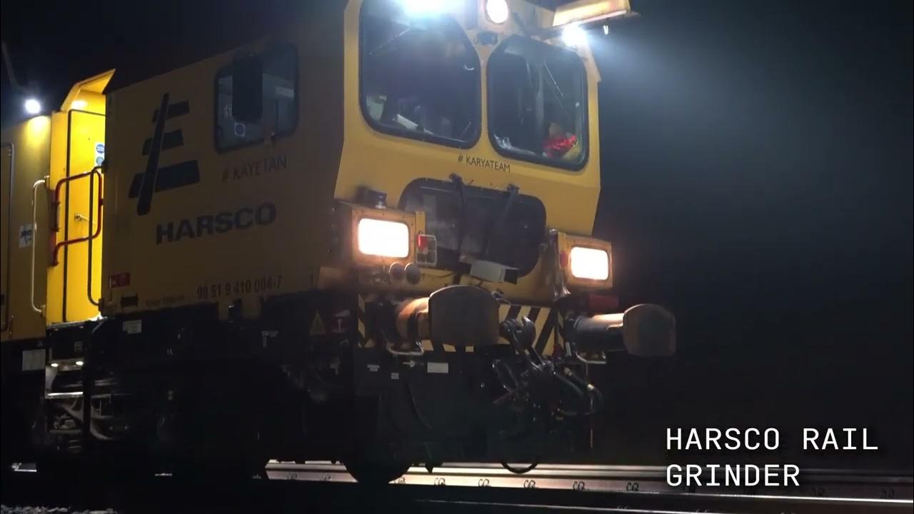 Grinding rails with ANDRE grinding wheels on HARSCO rail grinder. - YouTube
